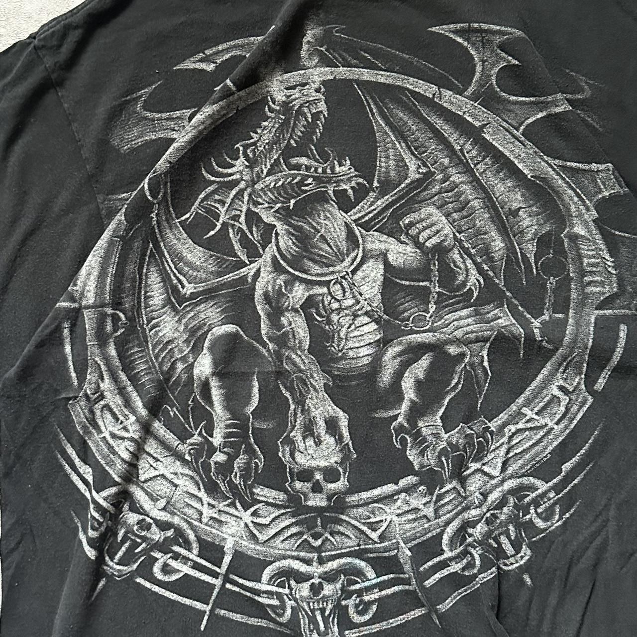 vintage y2k dragon gargoyle affliction emo grunge t... | Depop