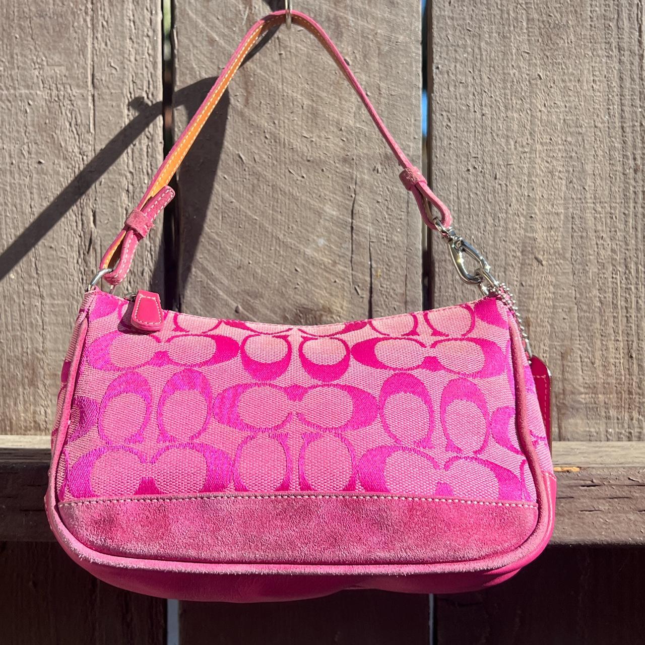 Coach pink mini shoulder bag canvas y2k | Depop