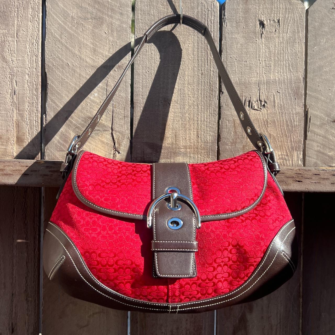 Coach red buckle y2k shoulder bag - Depop