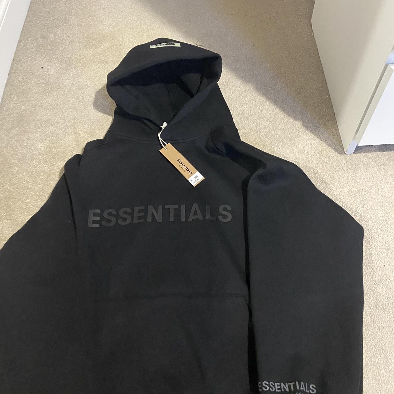 Fear of God Essentials black hoodie size medium man... - Depop