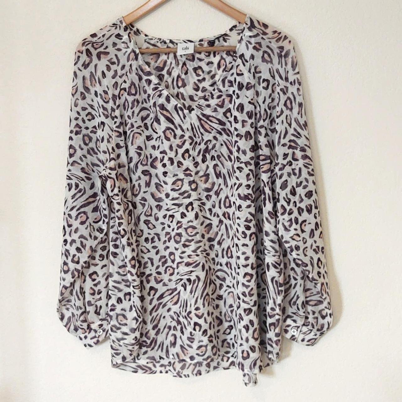 Cabi leopard print glamour blouse, long sleeve with... - Depop