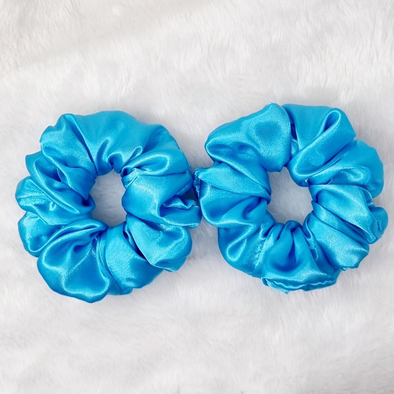 Small turquoise scrunchies Silky satin hair... - Depop