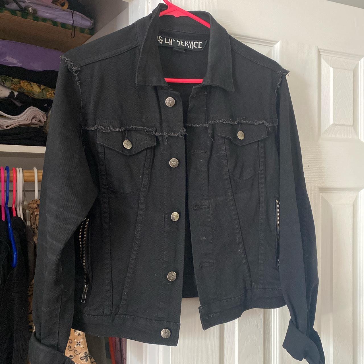Lip service XL cropped ish black denim jacket VERY... - Depop