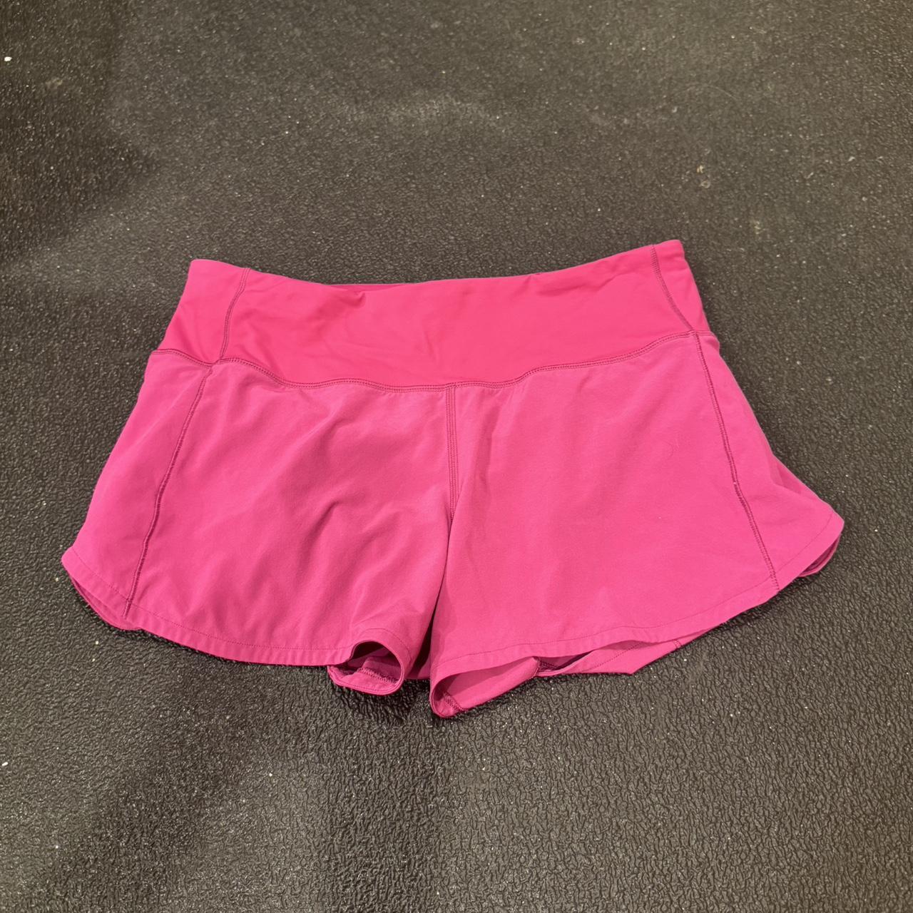 Magenta lululemon shorts Size 6 - Depop