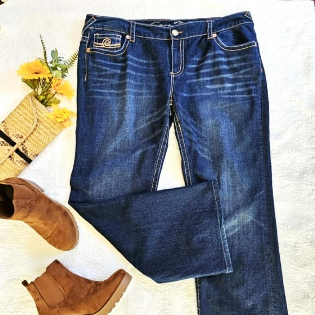 Seven 7 Women's Jeans Size 22 Bootcut Blue... - Depop