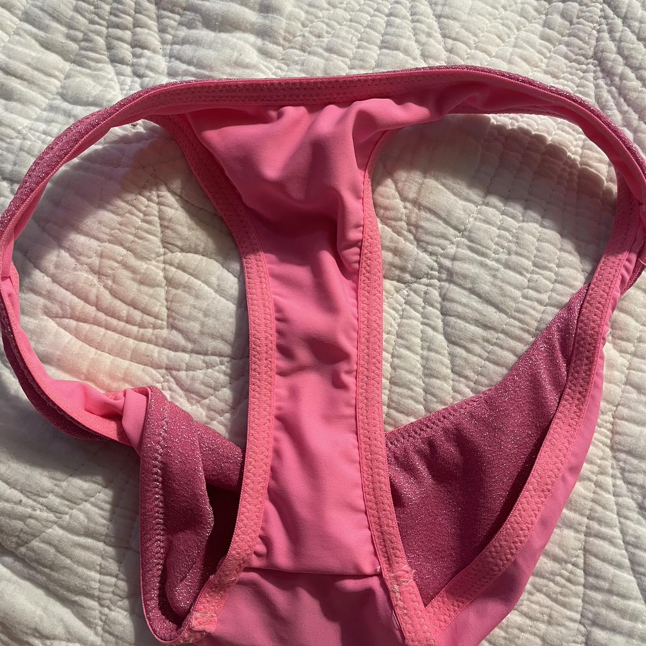 pink sparkle triangl bikini worn once, just don't... - Depop