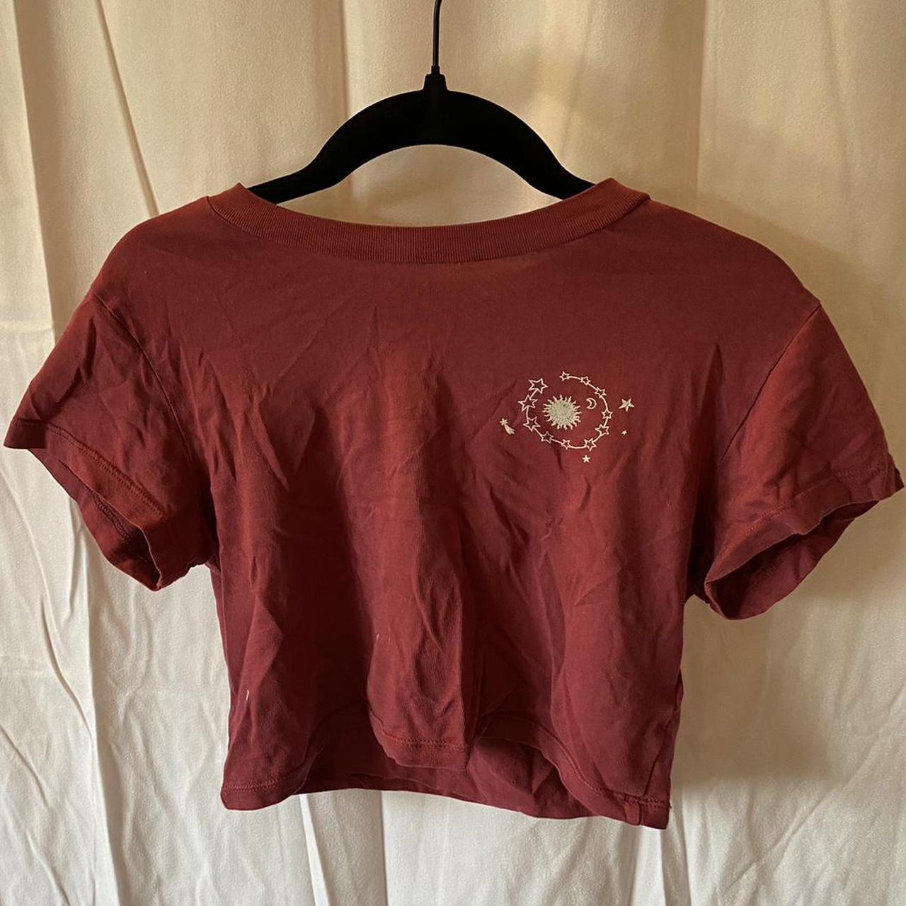 maroon crop top great material , fits so well and... - Depop