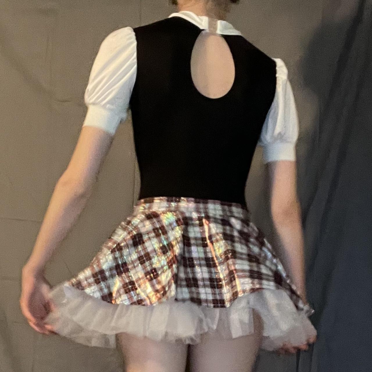 School girl costume. Poofy skirt with holographic... - Depop