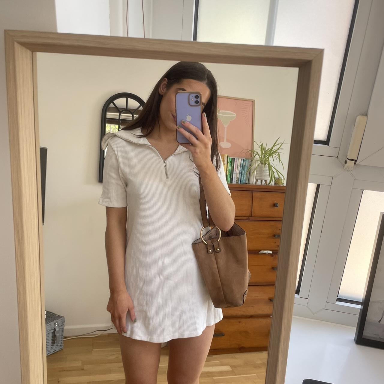 Zara half zip cream/white ribbed dress So nice but... | Depop