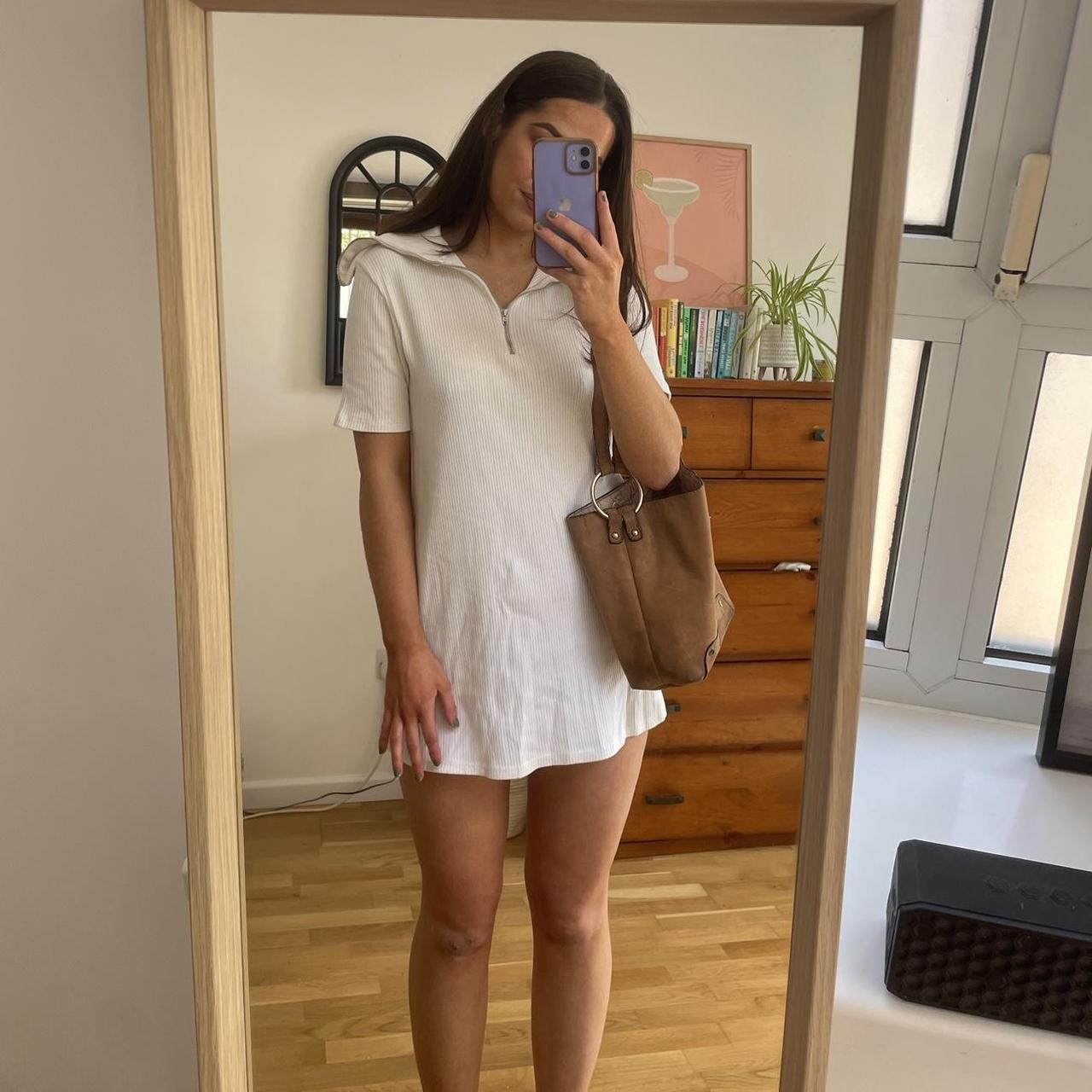 Zara half zip cream/white ribbed dress So nice but... | Depop