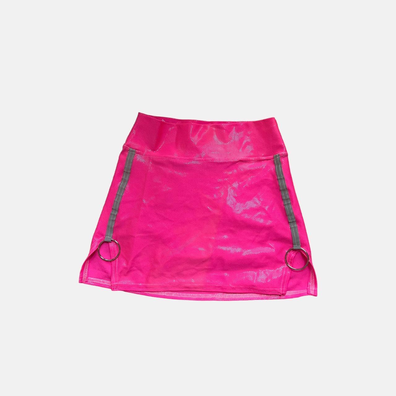 Pink cyber y2k style ring detail race mini skirt 💓... - Depop