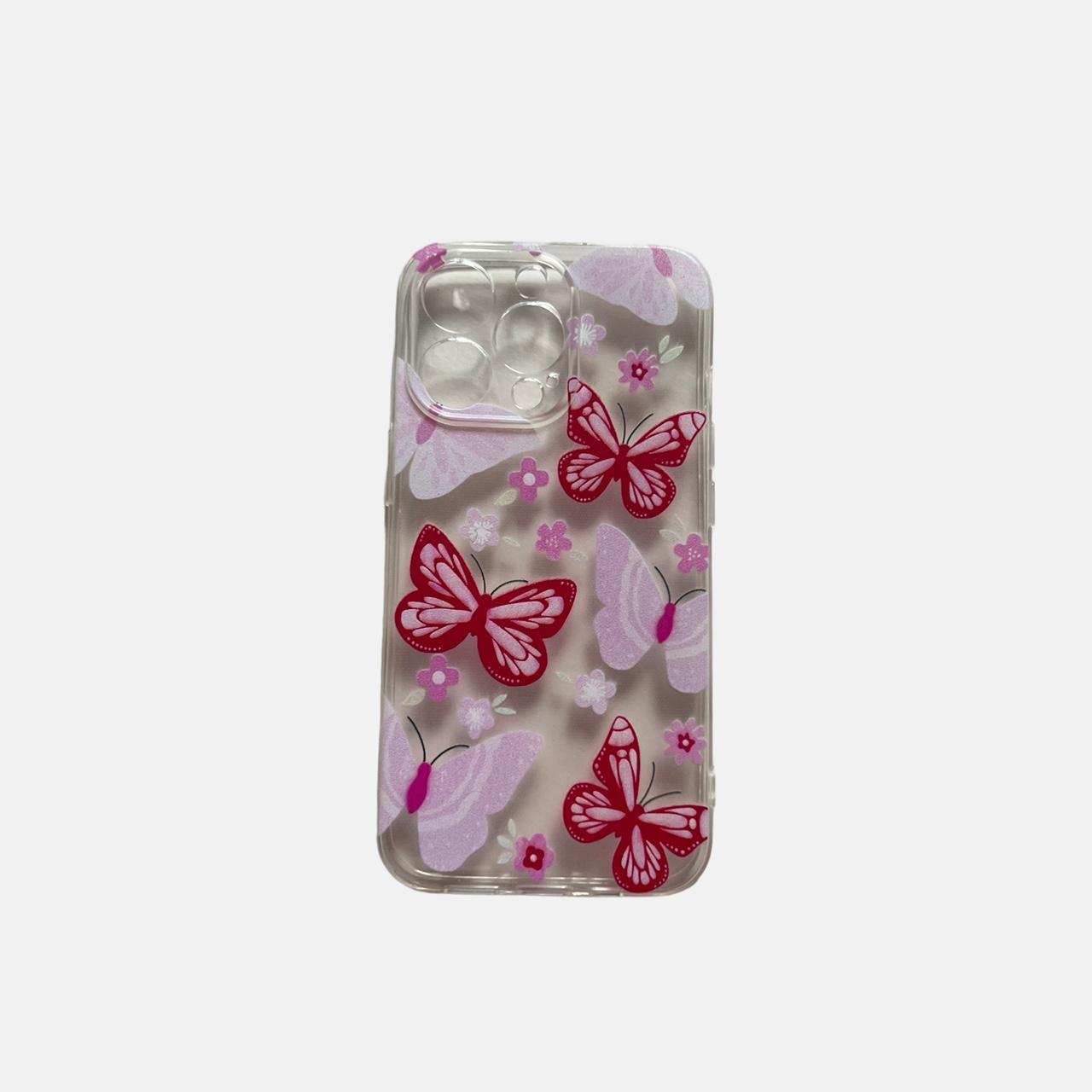 Cute pink butterfly print iPhone 13 pro phone case 💓... - Depop
