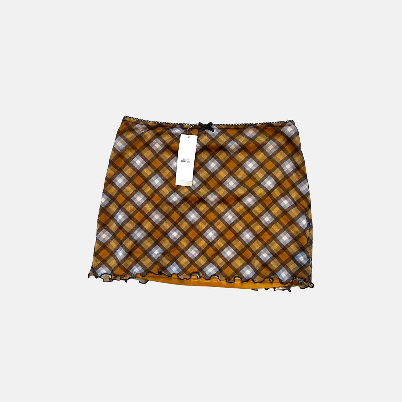 Yellow plaid check mesh preppy y2k style clueless... - Depop
