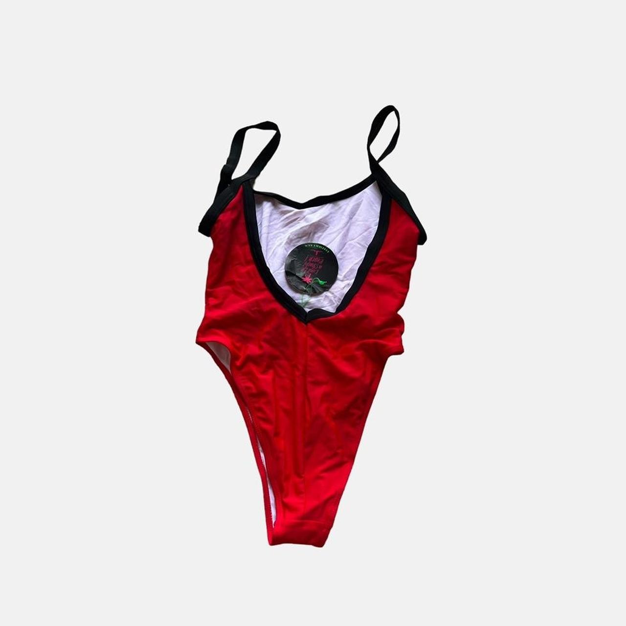 Red And Black Graphic Print Swimsuit One Piece ️ Depop