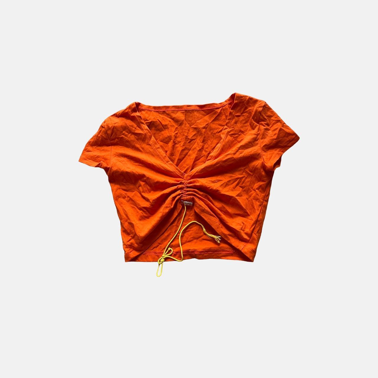 Orange ruched cropped top 🧡 brand new for you | size... - Depop