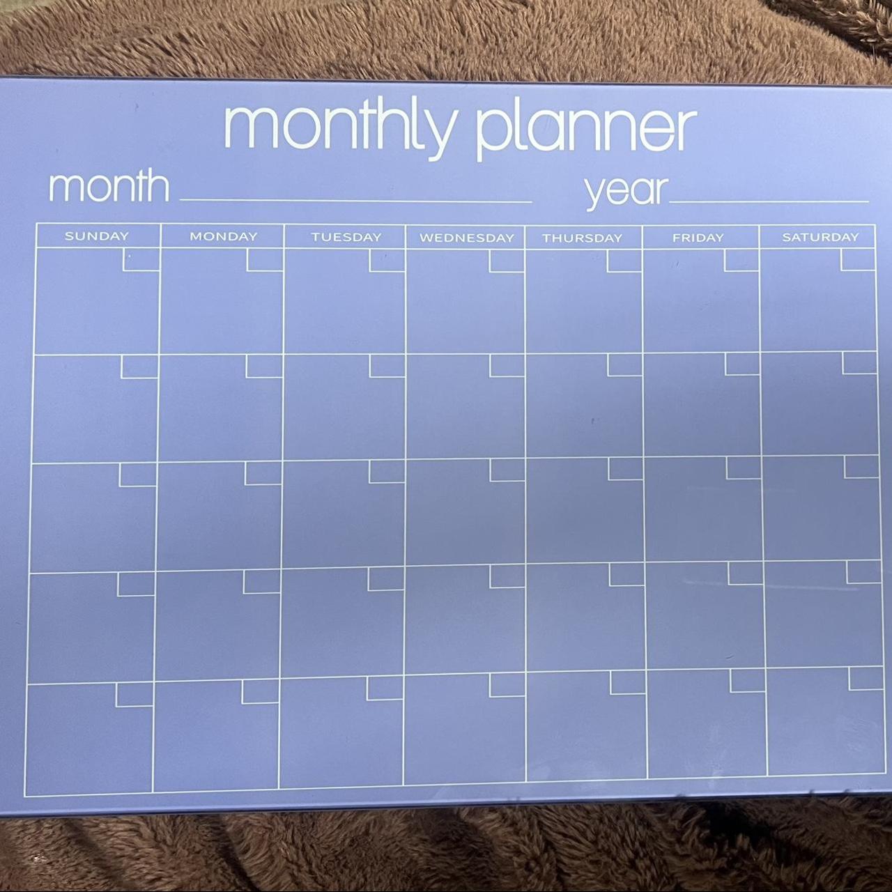 made of glass dry erase calendar Blue & Pink... - Depop
