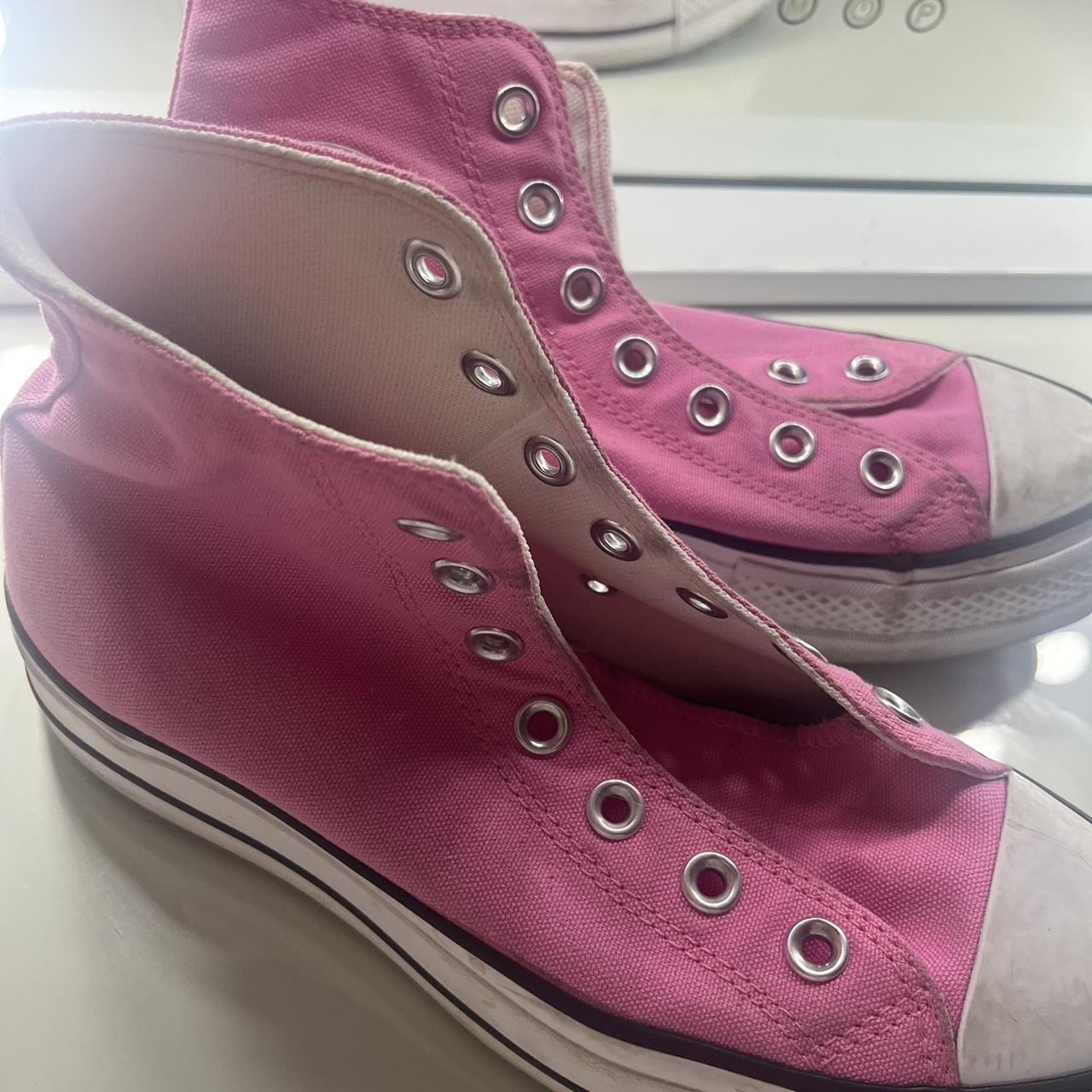 pink custom platform converse women’s size 6 worn... - Depop