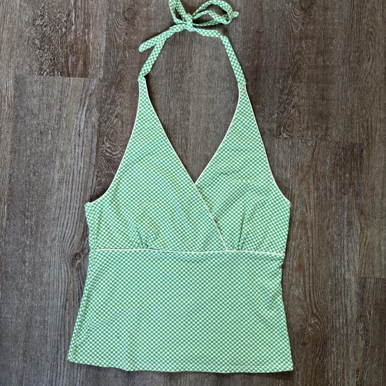 green and white halter top size xl could maybe fit... | Depop