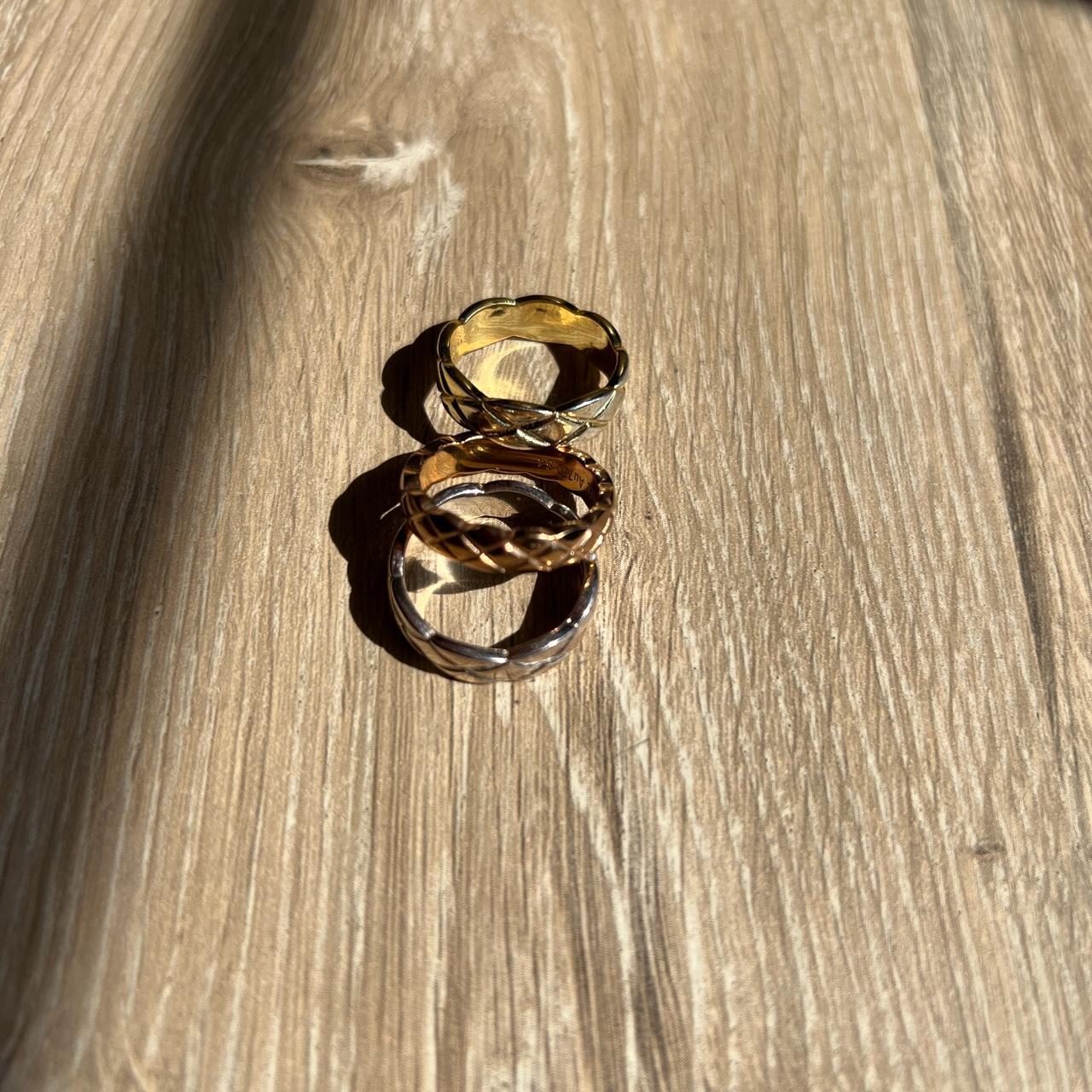 Set of 3 quilted rings - size 7 Rose gold, gold and... - Depop