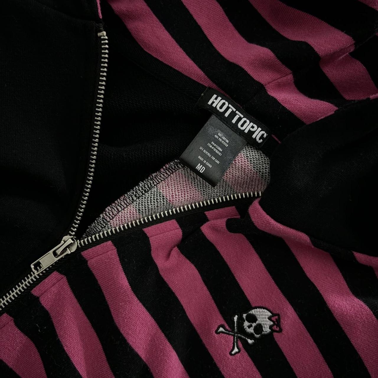 scene striped pink and black monster high zip up!... - Depop