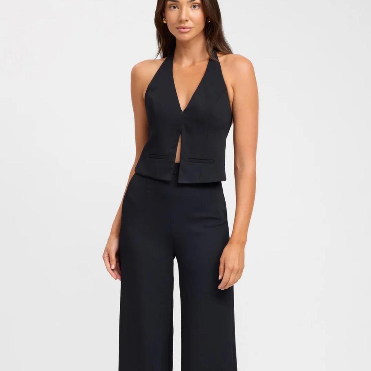 kookaï black backless vest in a size 8 x perfect... - Depop