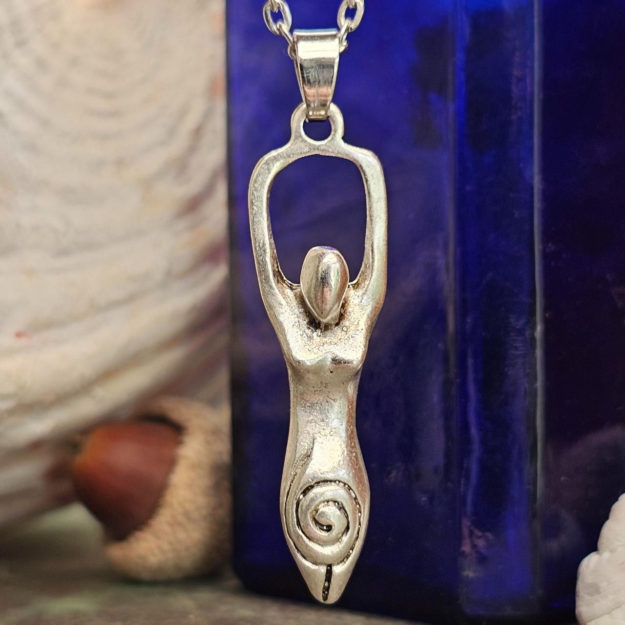 Spiral Goddess Pendant Necklace Large Goddess Amulet... - Depop