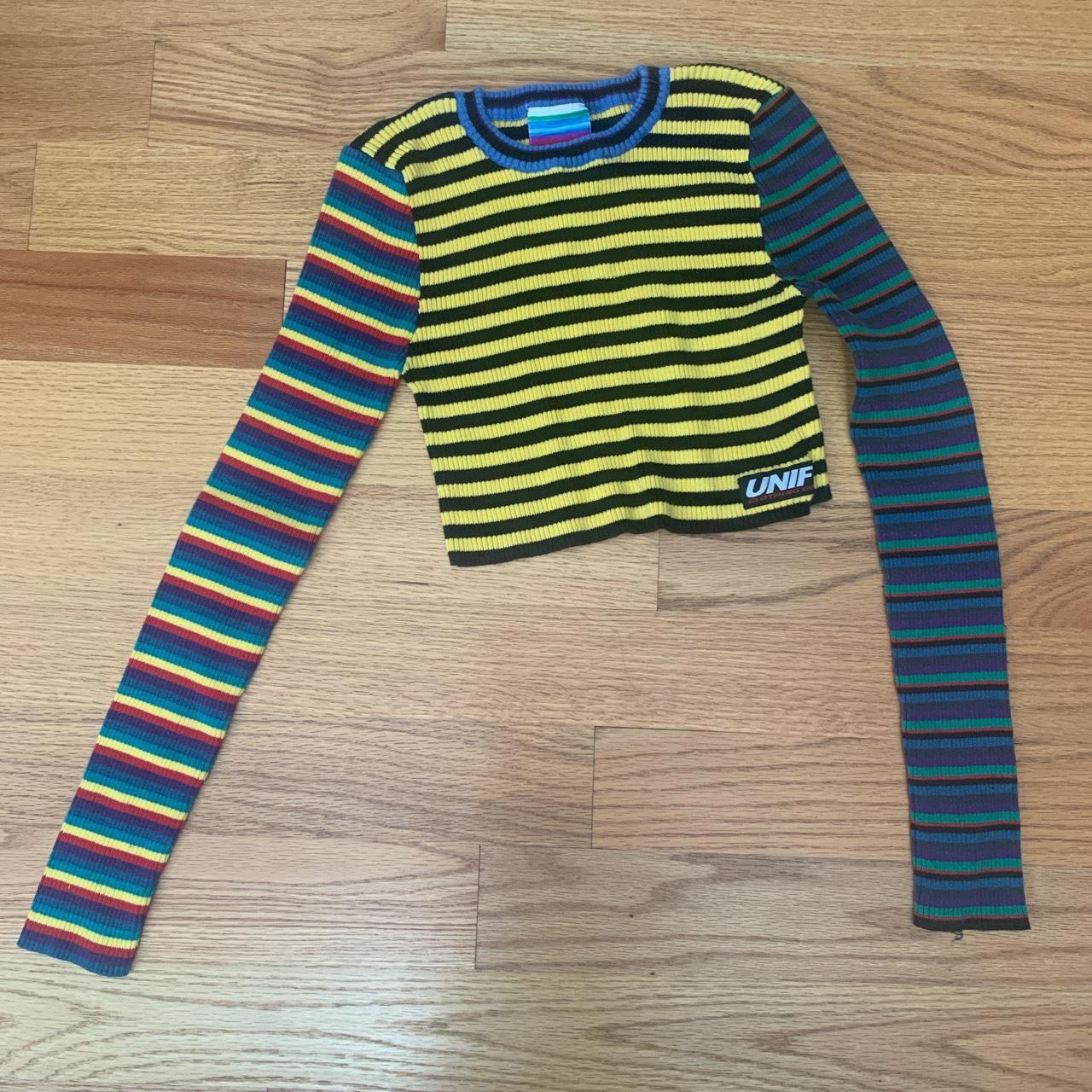 Unif striped cropped sweater fits XS/S very stretchy - Depop