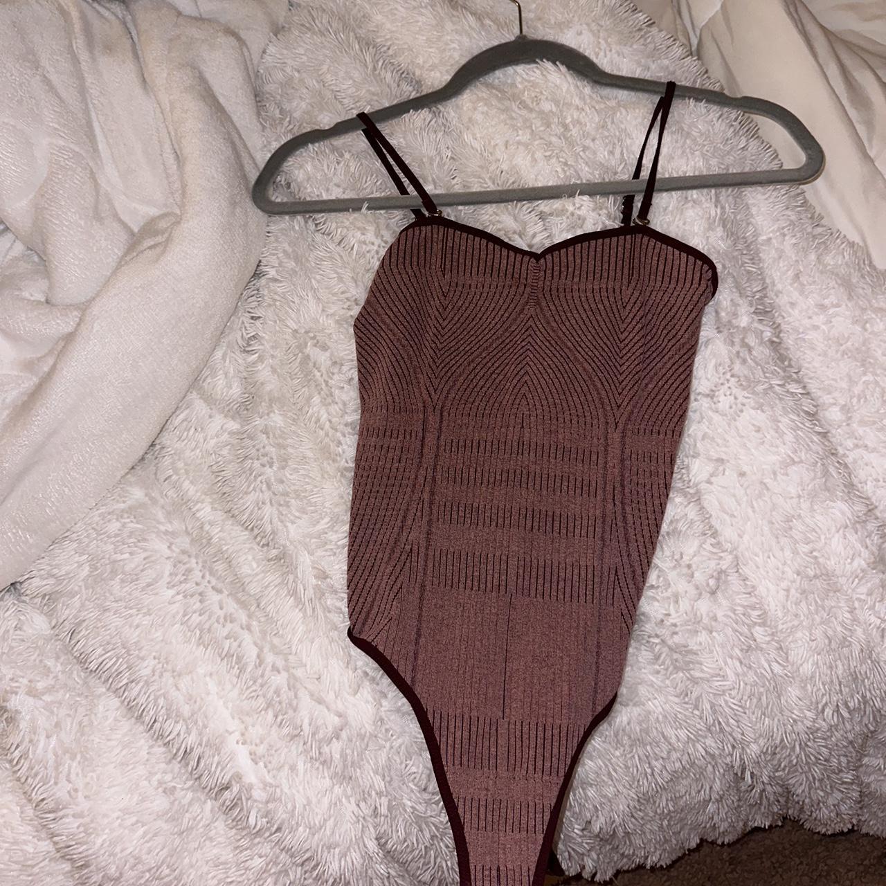 Free People Women's Burgundy Bodysuit | Depop
