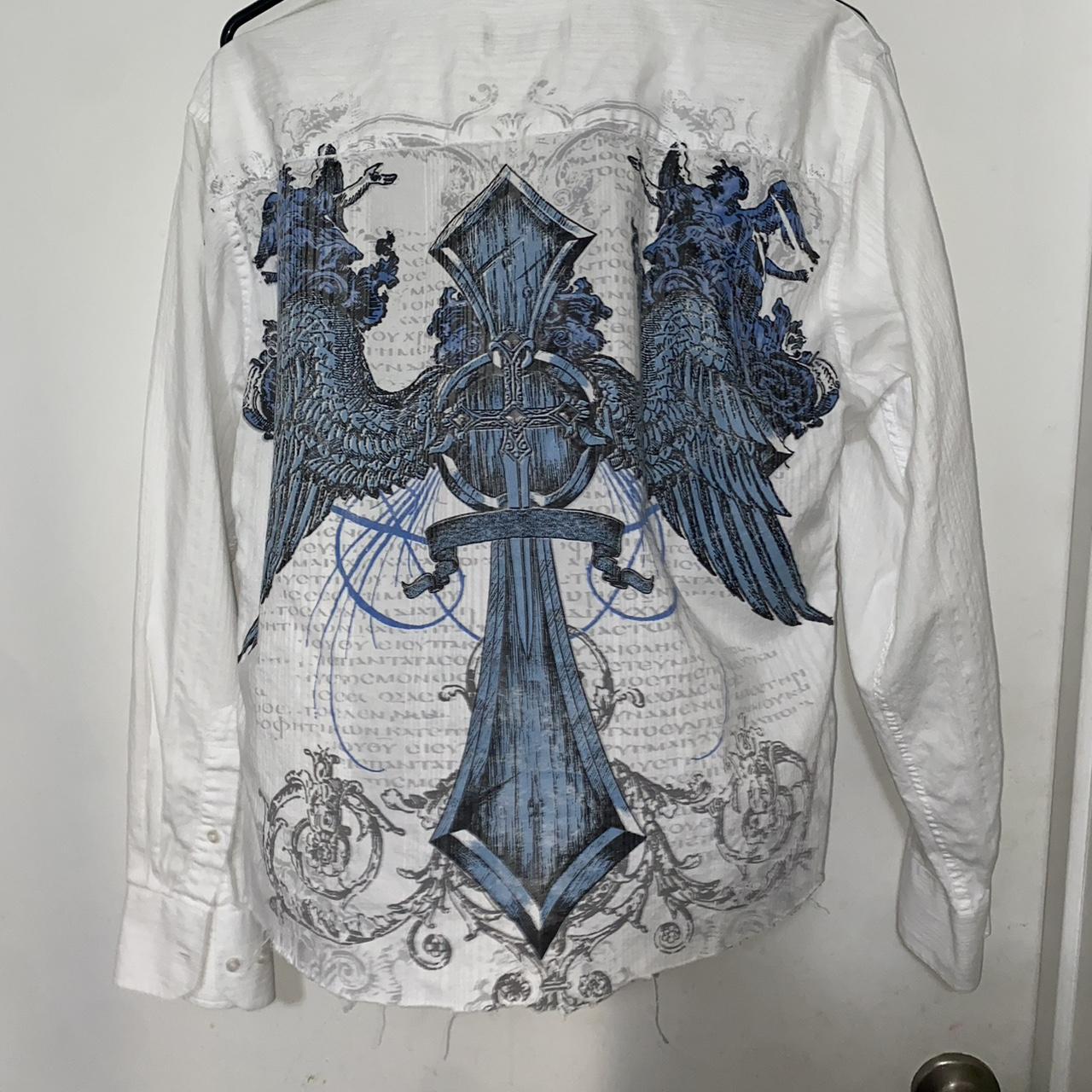 Affliction Men's White Shirt | Depop