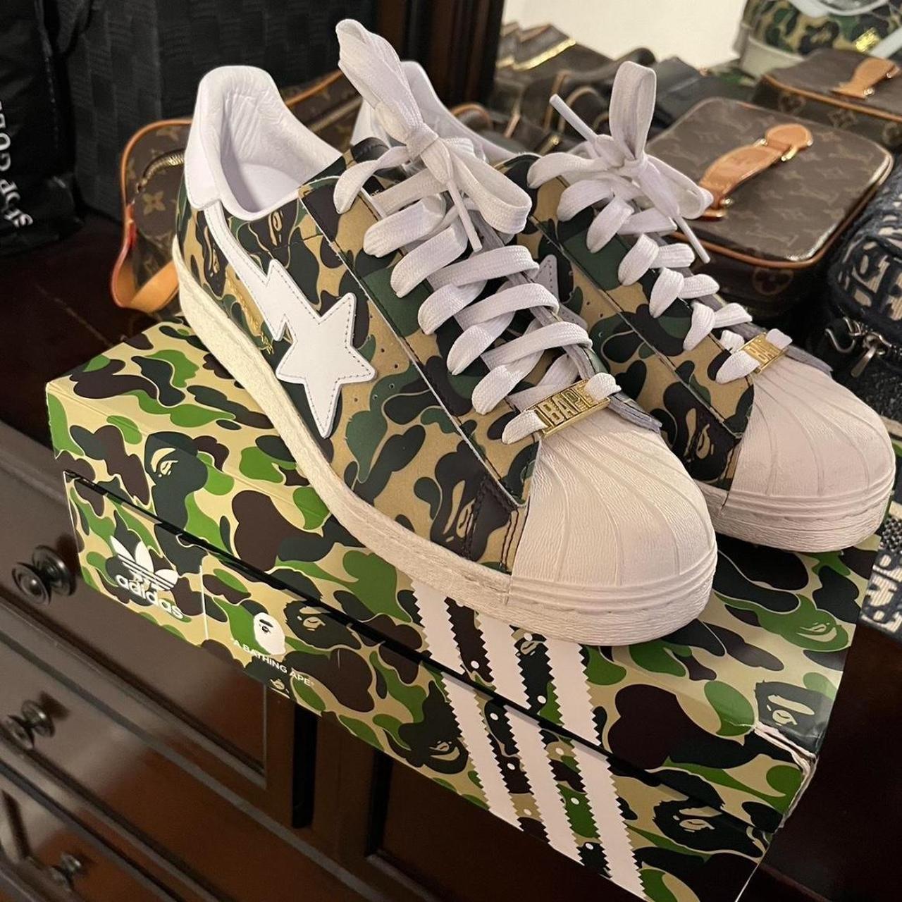 BAPE x Adidas Superstas Size 9.5 No flaws good... - Depop