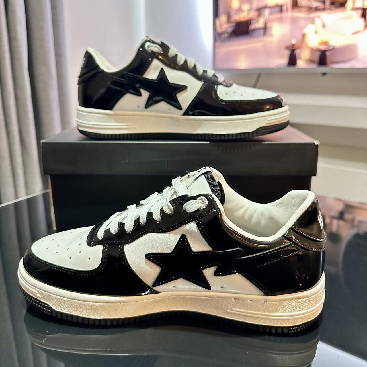A Bathing Ape Bape Sta Black and white BAPE Star low... | Depop