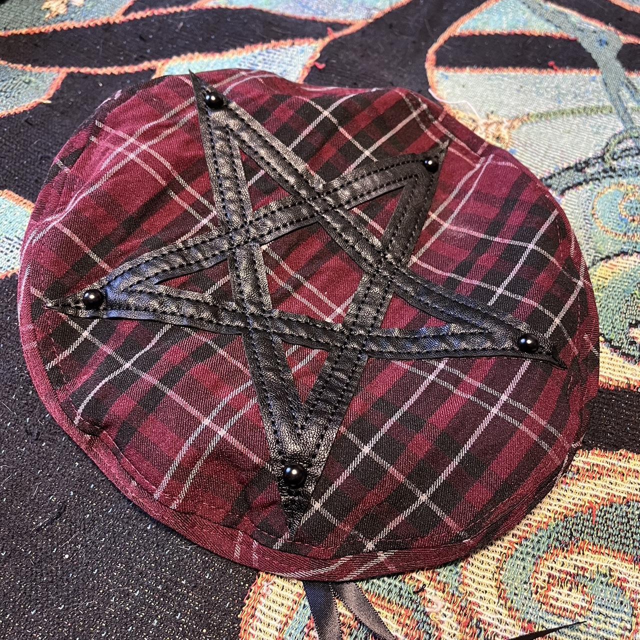 #killstar red plaid beret. Only worn once! - Depop