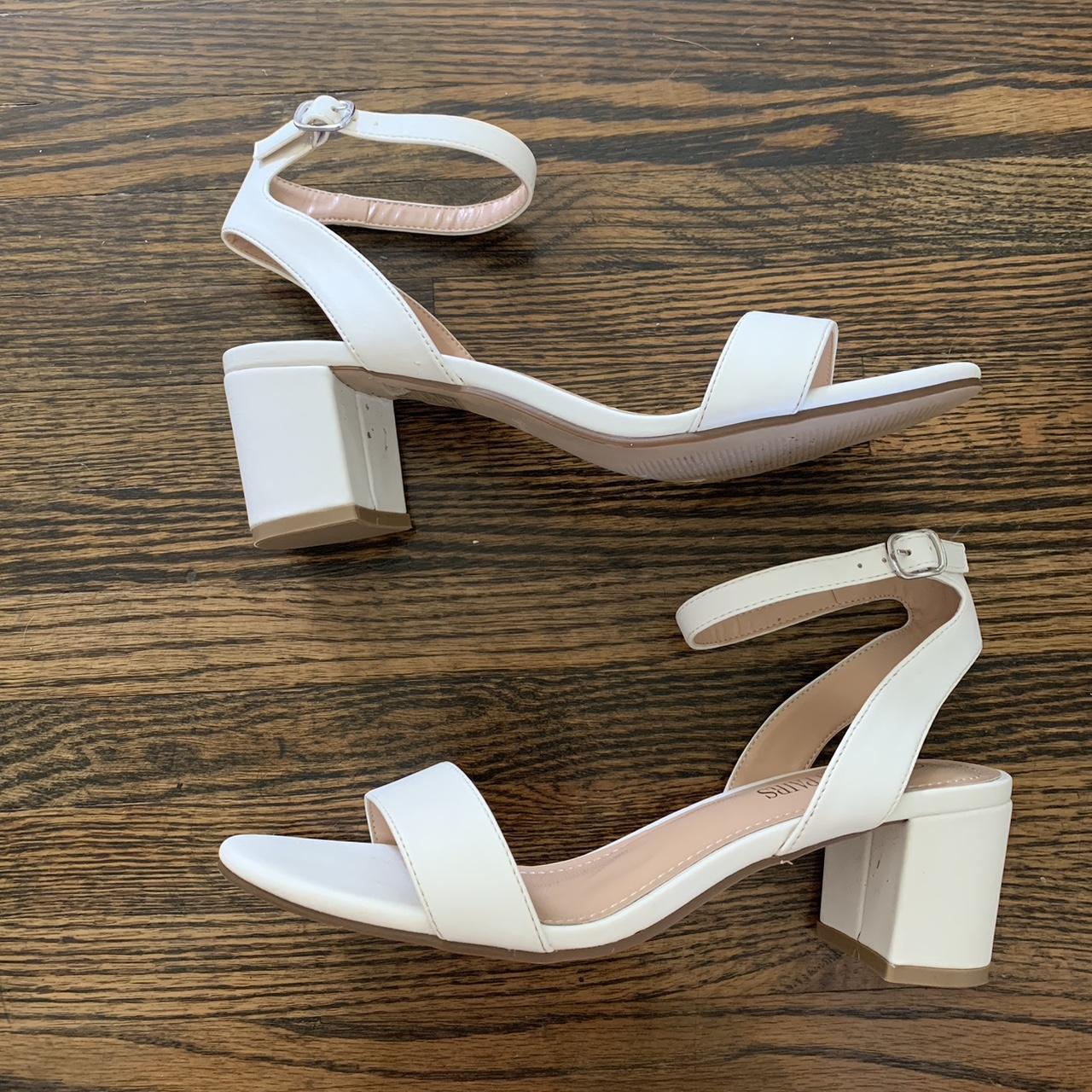 New White short block heels with rounded toe -brand... - Depop