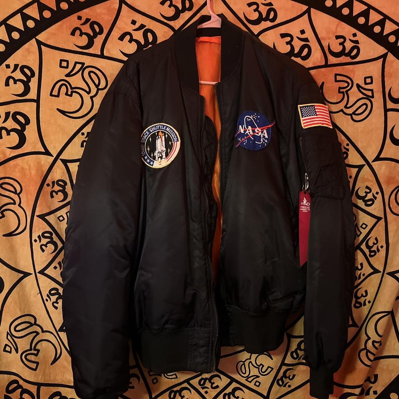 Black NASA bomber jacket - Depop