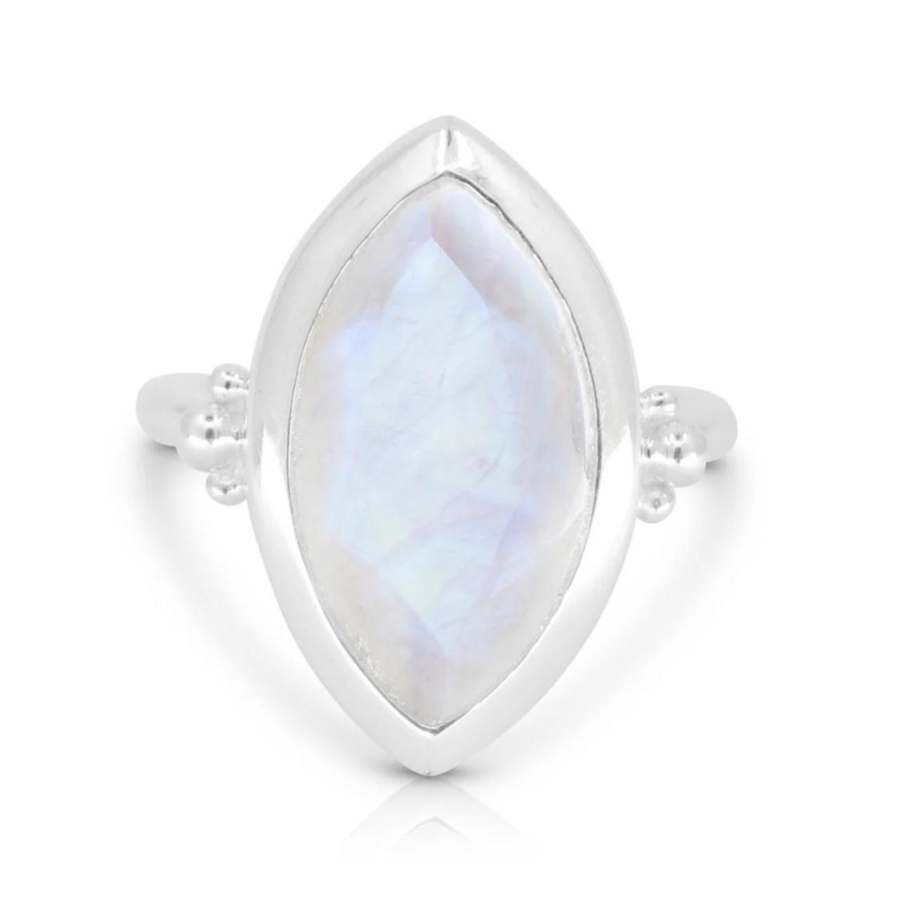 Toni May 925 sterling silver marquise moonstone ring... | Depop