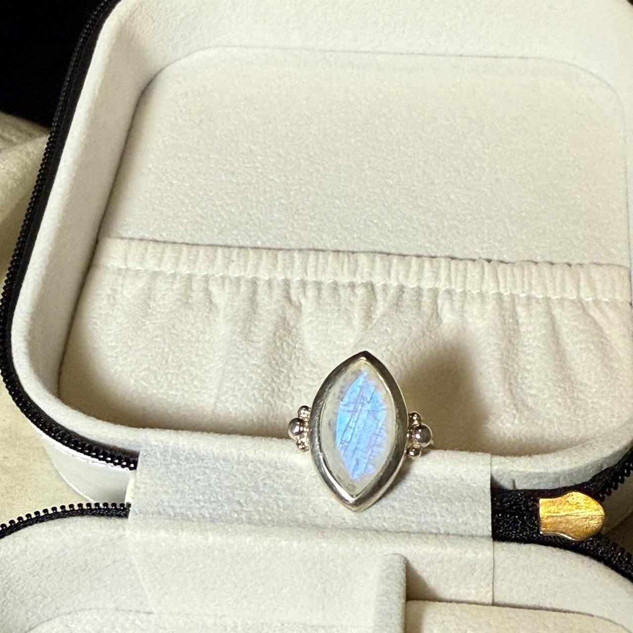 Toni May 925 sterling silver marquise moonstone ring... | Depop