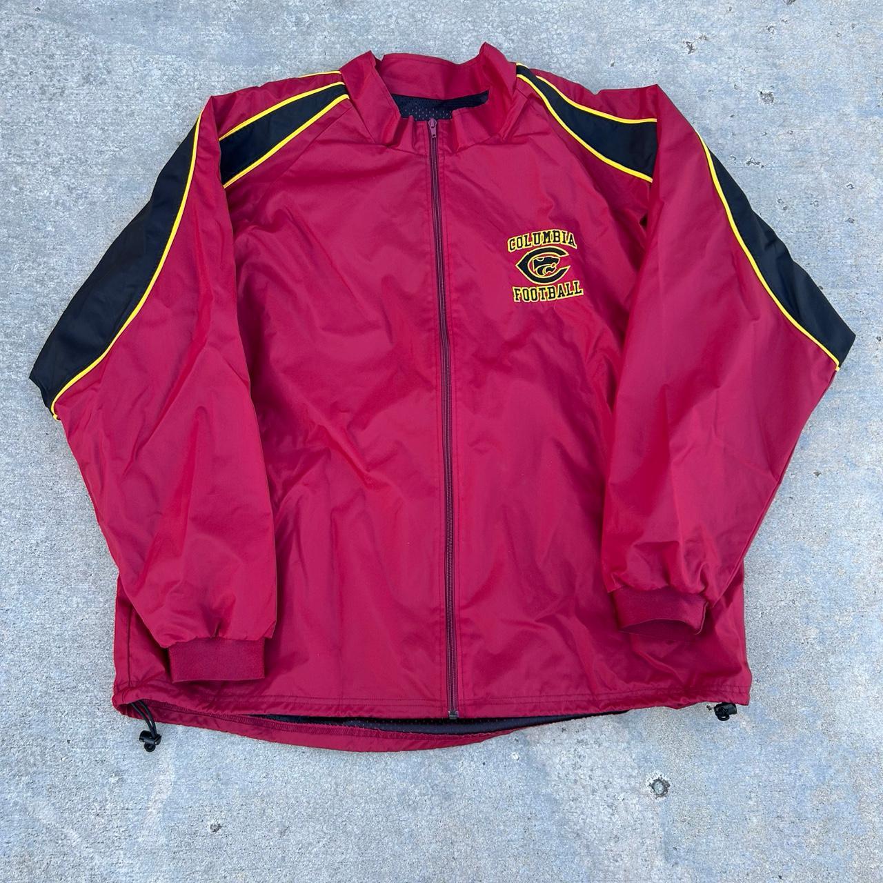 made in usa vintage 90s columbia college windbreaker... | Depop