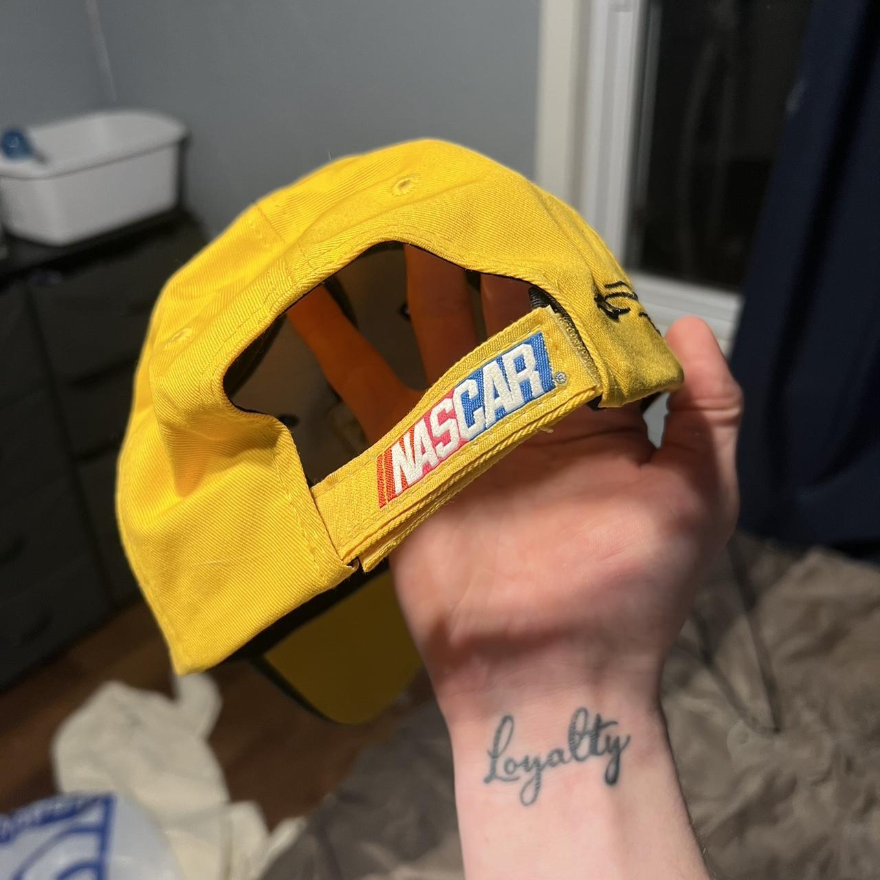 Leather nascar racing hat. Little rip off the front - Depop