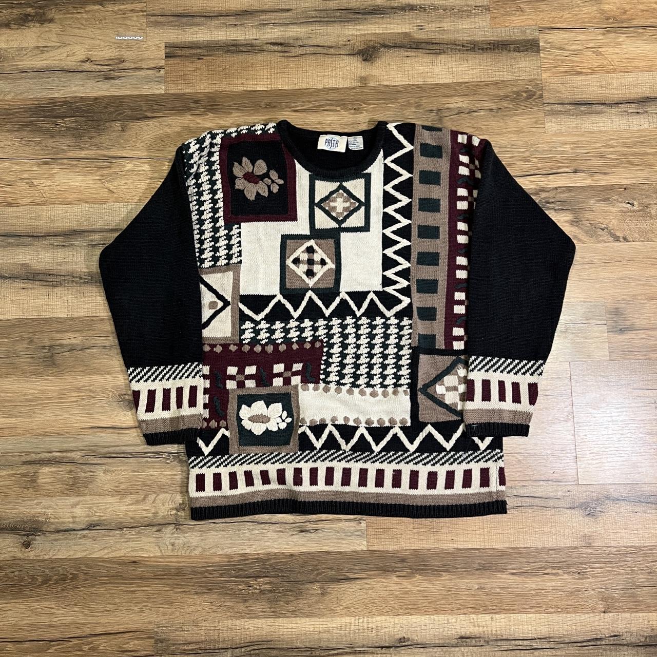 90s women’s pasta sweater. Beautiful knitting and... - Depop