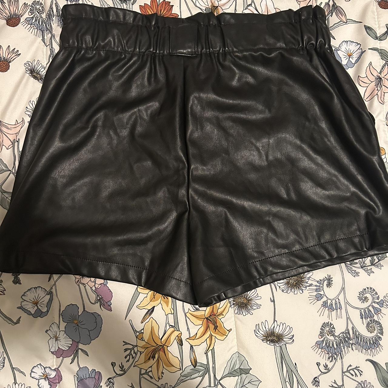 Black leather shorts - Depop