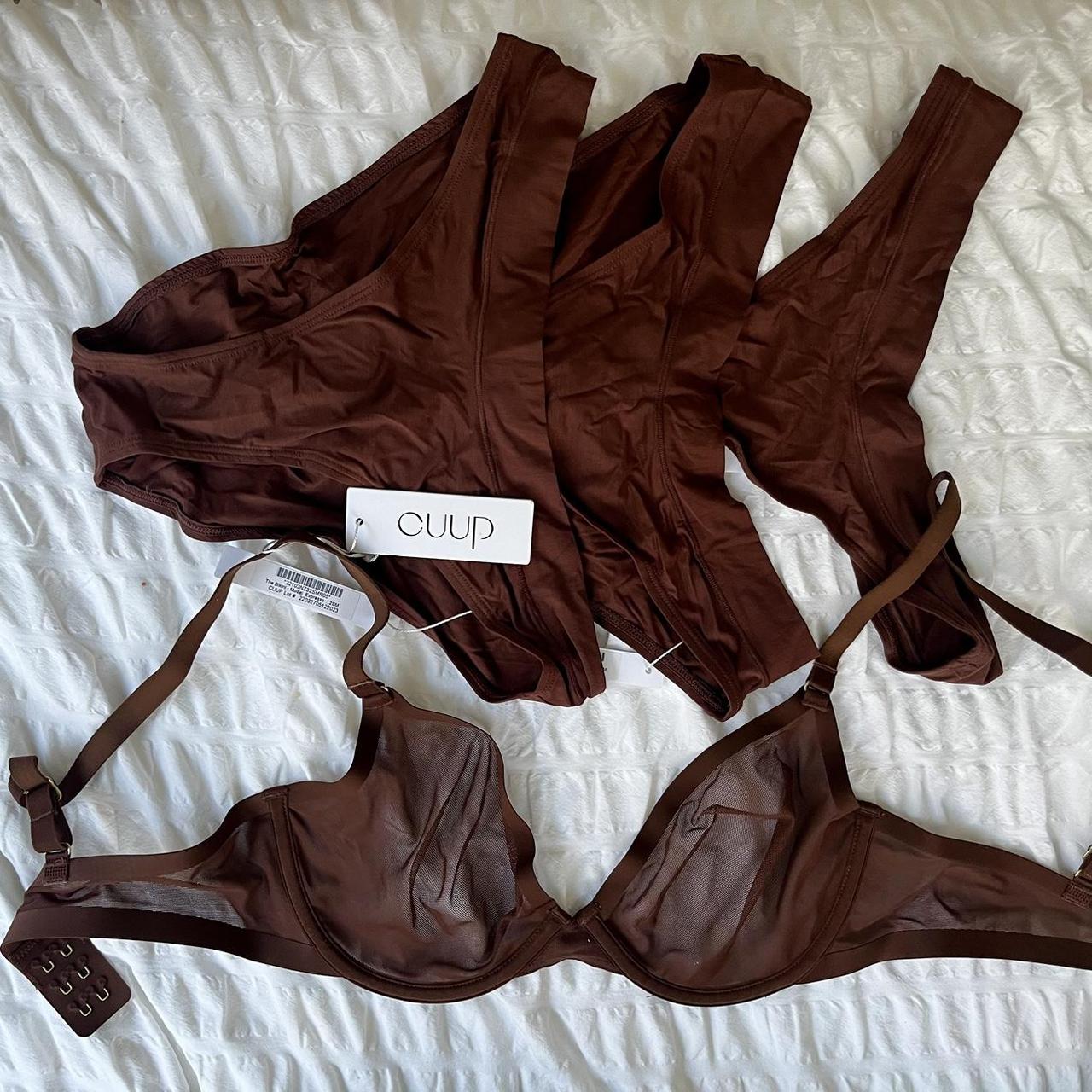 Cuup espresso modal/mesh lingerie set (1 bra, 3... | Depop