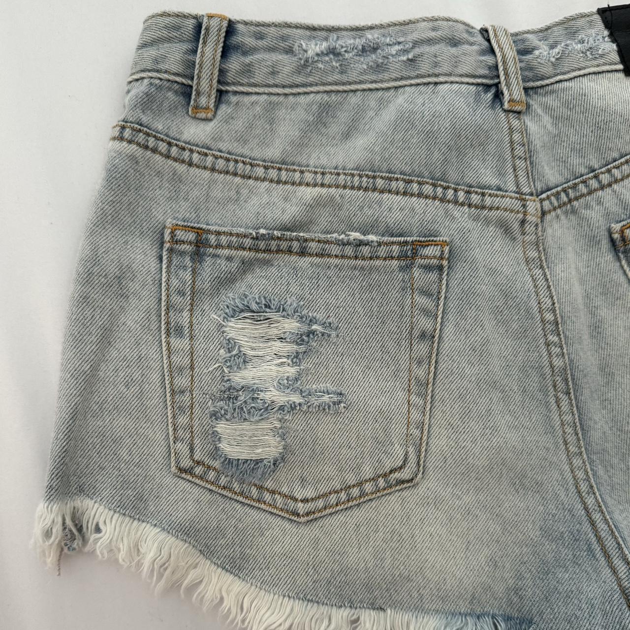 glassons light wash distressed denim shorts size 8... - Depop