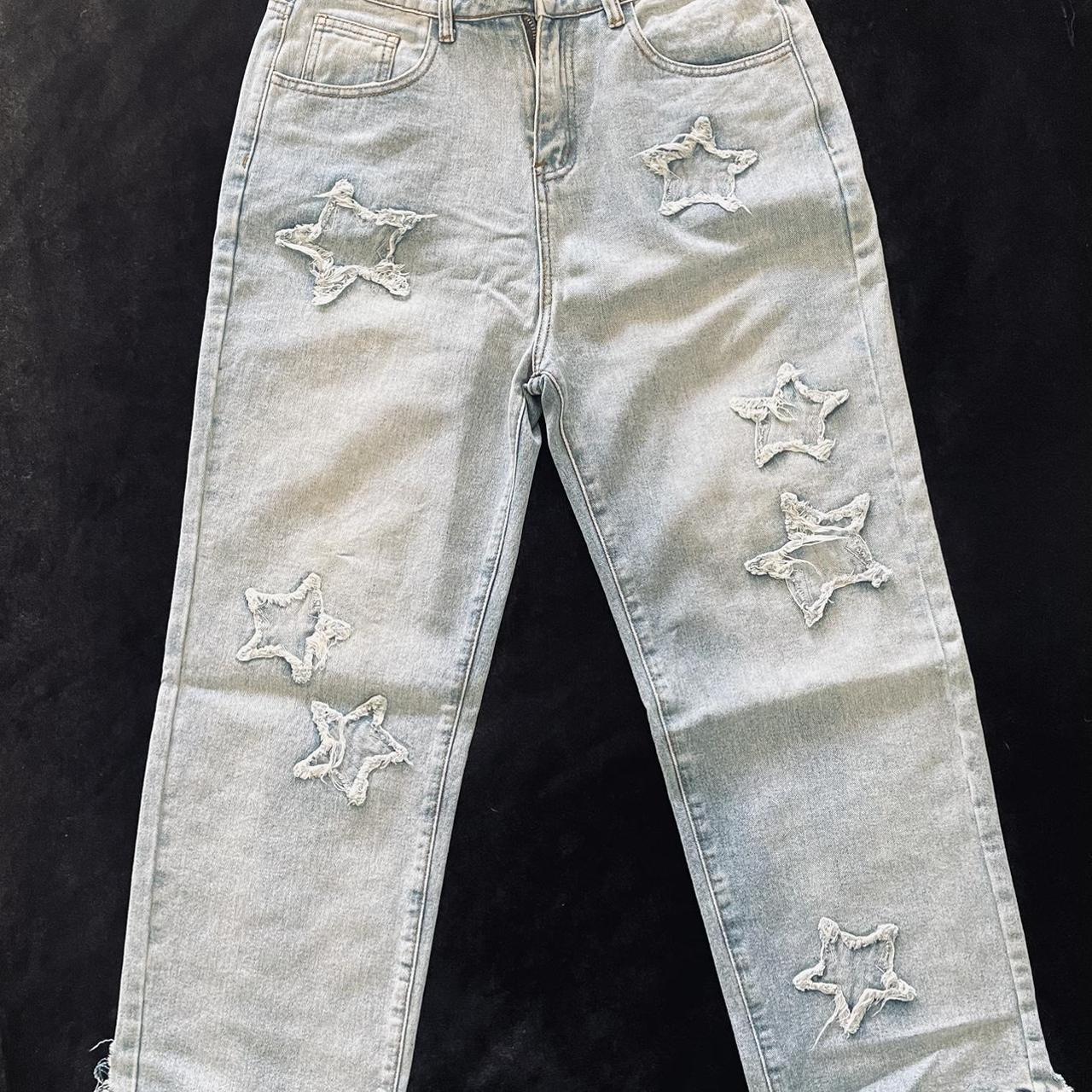 Embroidered Denim - Stars 32” Fits baggy but waist... - Depop
