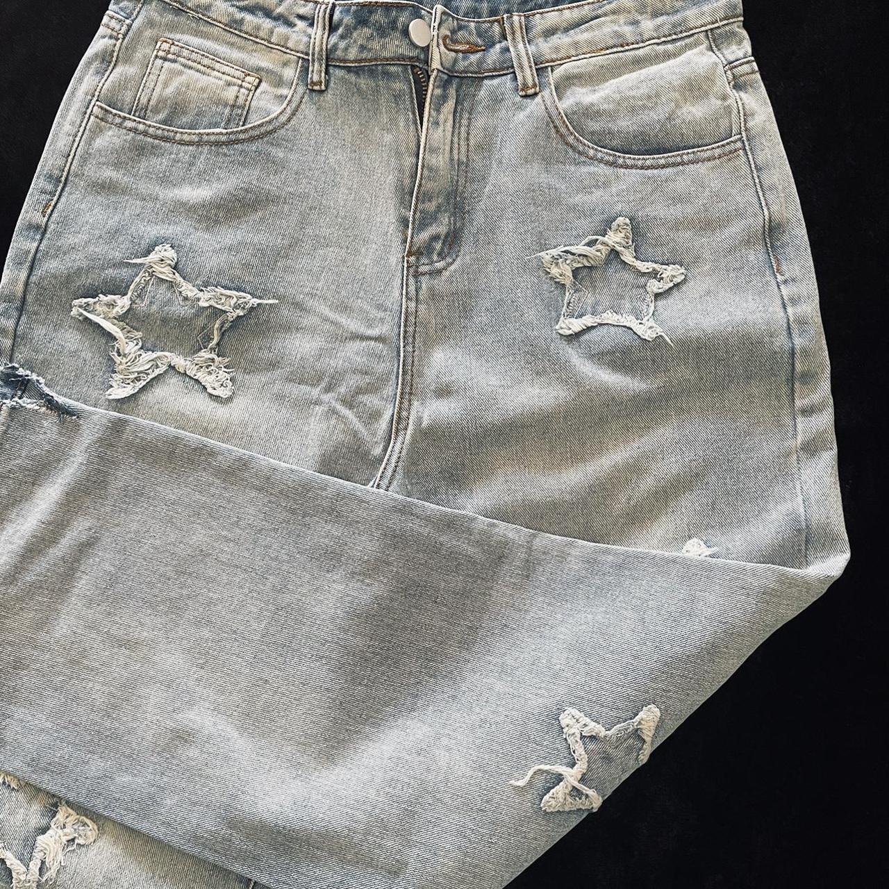 Embroidered Denim - Stars 32” Fits baggy but waist... - Depop