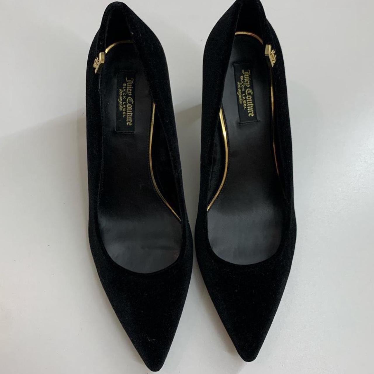 juicy couture heels Black gold details Velvet Super... - Depop