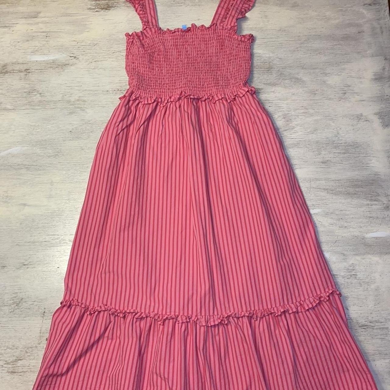 EUC Draper James Pink Striped Smocked Kimberly MIDI... - Depop