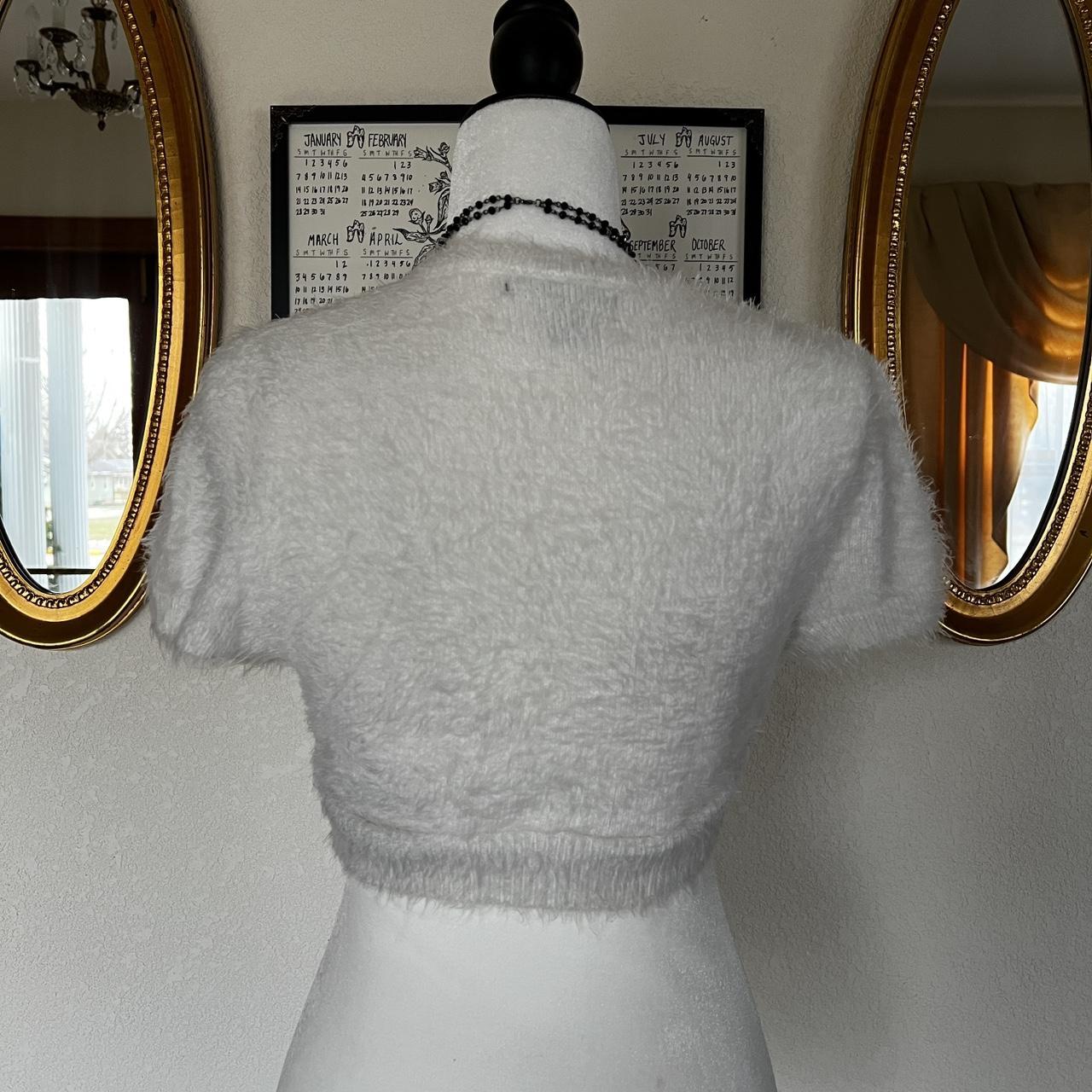 Adorable white fuzzy crop top. Fun way to spruce up... | Depop