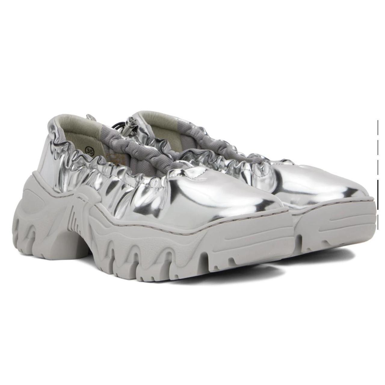 Silver metallic platform ballerina sneakers by the... - Depop