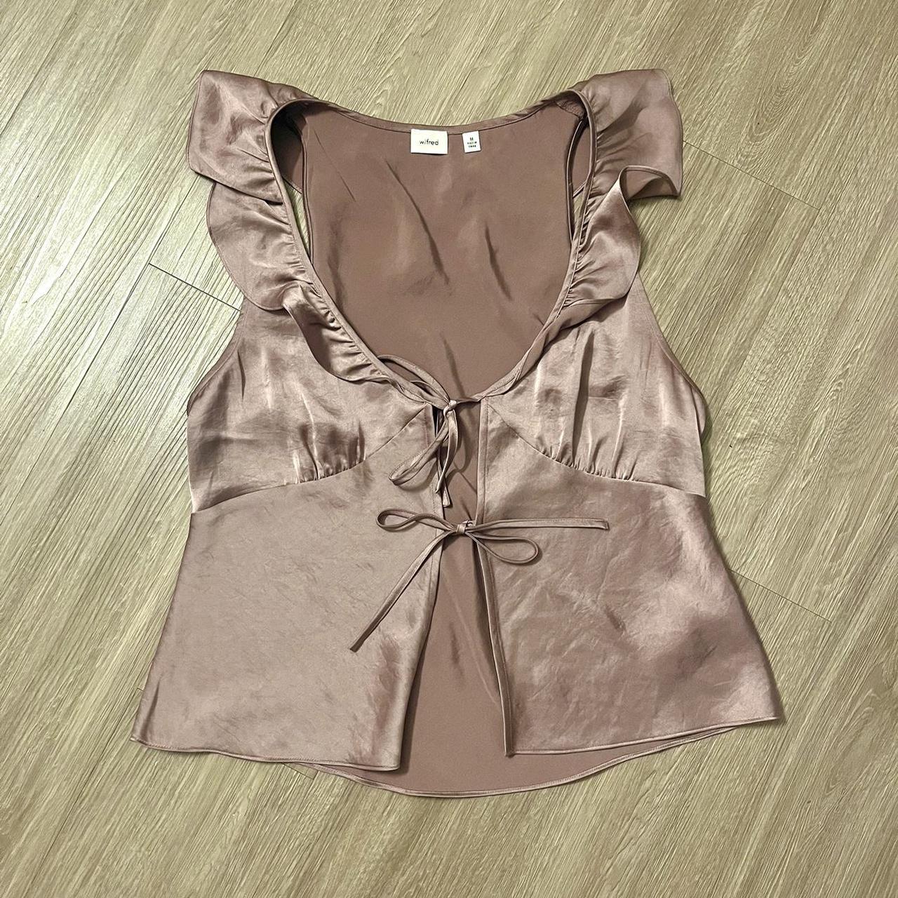 Aritzia satin lilac purple tonka tie top. Wilfred... - Depop