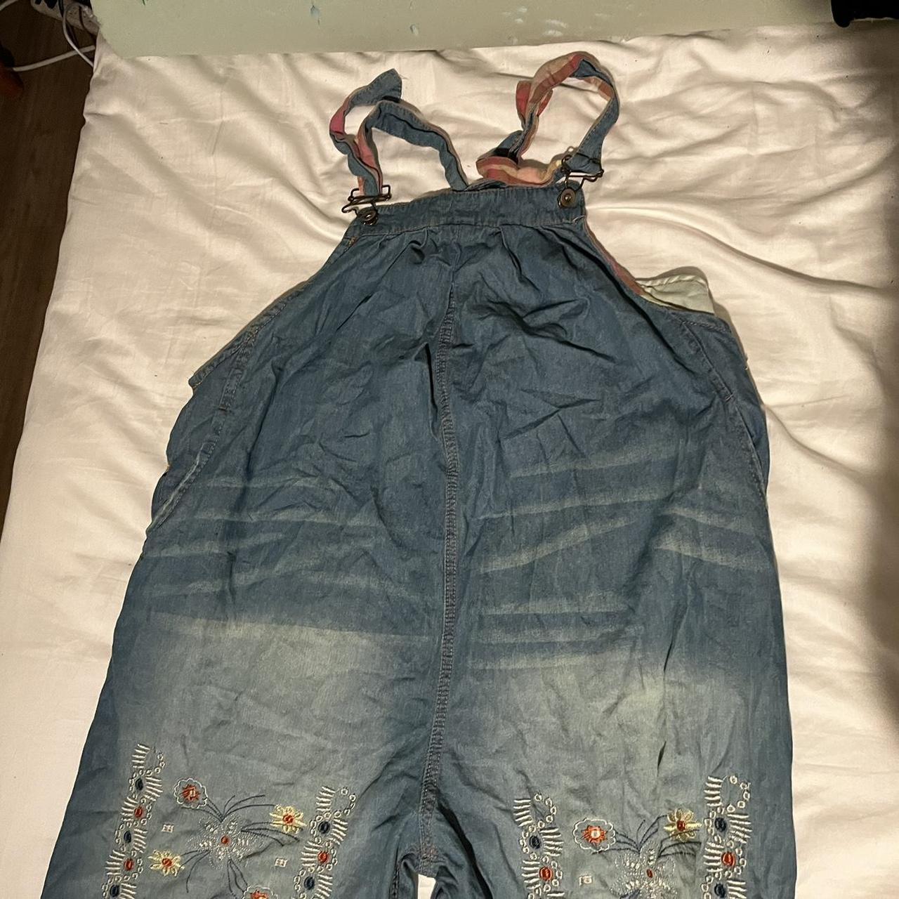 Vintage embroidery overalls No tags but I’d say... - Depop
